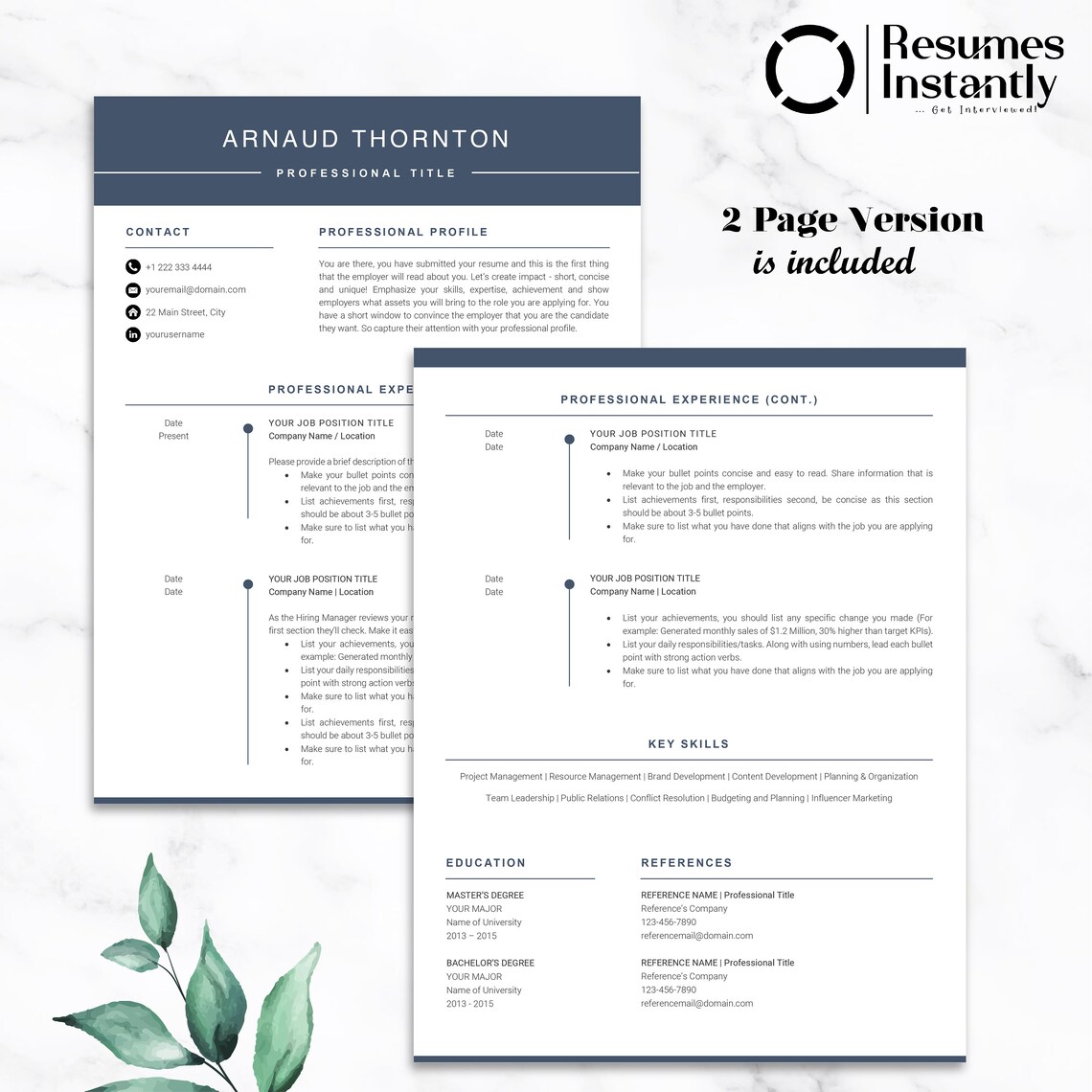 CEO Resume for Word, Executive C Level Resume, Modern Executive Resume ...