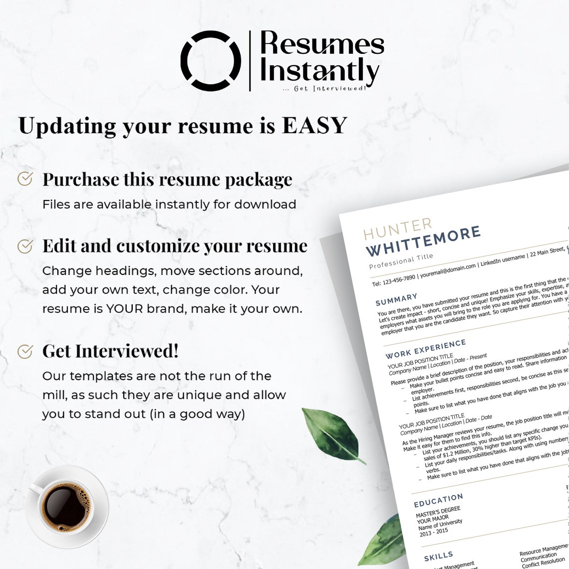 Resume Template With Photo, Resume Template With Picture, Clean Modern ...