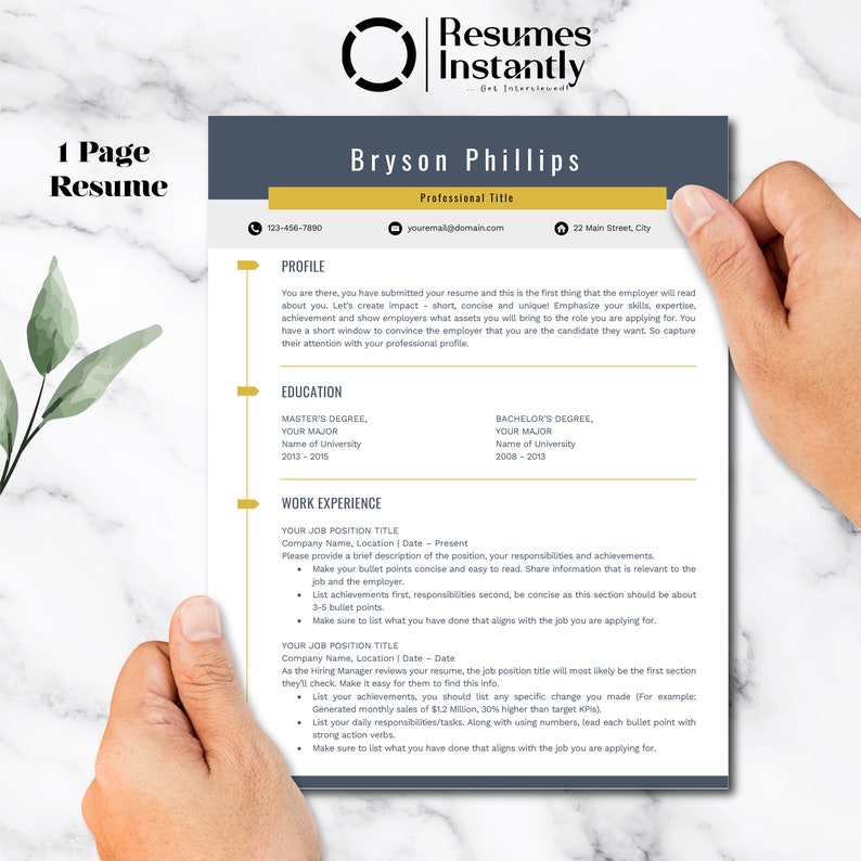 Manager Resume Template, Resume Template for Word, Modern Executive ...