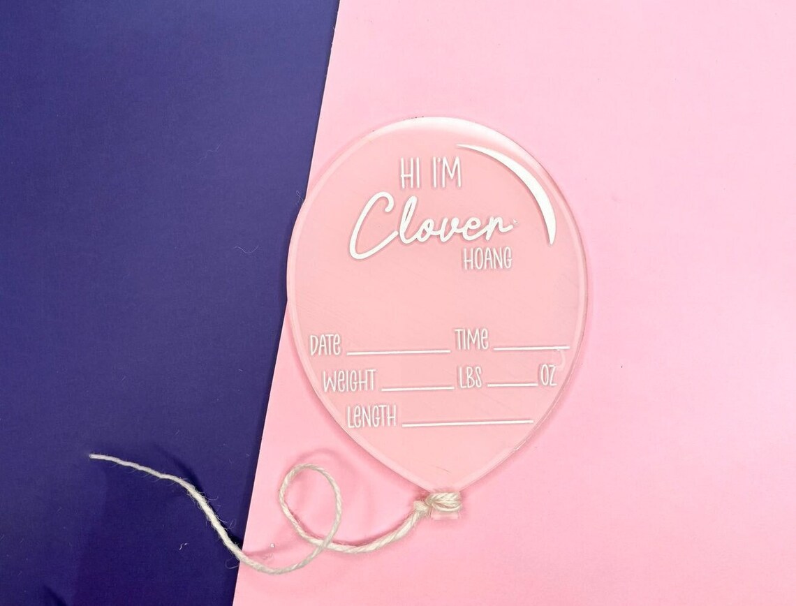 Personalized Baby Birth Sign | Balloon Birth Announcement Sign | Baby ...