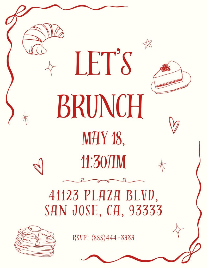 Fully Customizable Brunch Invitation for Close Friends or Family - Etsy