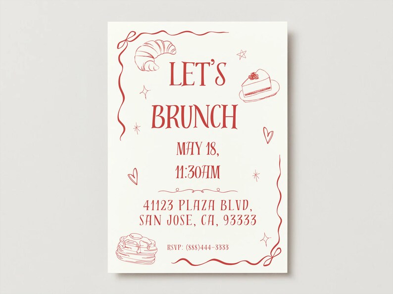 Fully Customizable Brunch Invitation for Close Friends or Family - Etsy