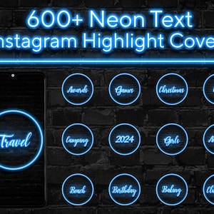 Neon Instagram Highlight Covers, Neon Blue Highlight Cover, Instagram ...