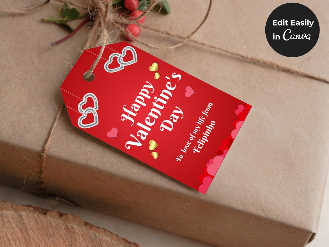 Editable Valentine's Day Tag Printable, Gift Tags for Valentine's Day ...