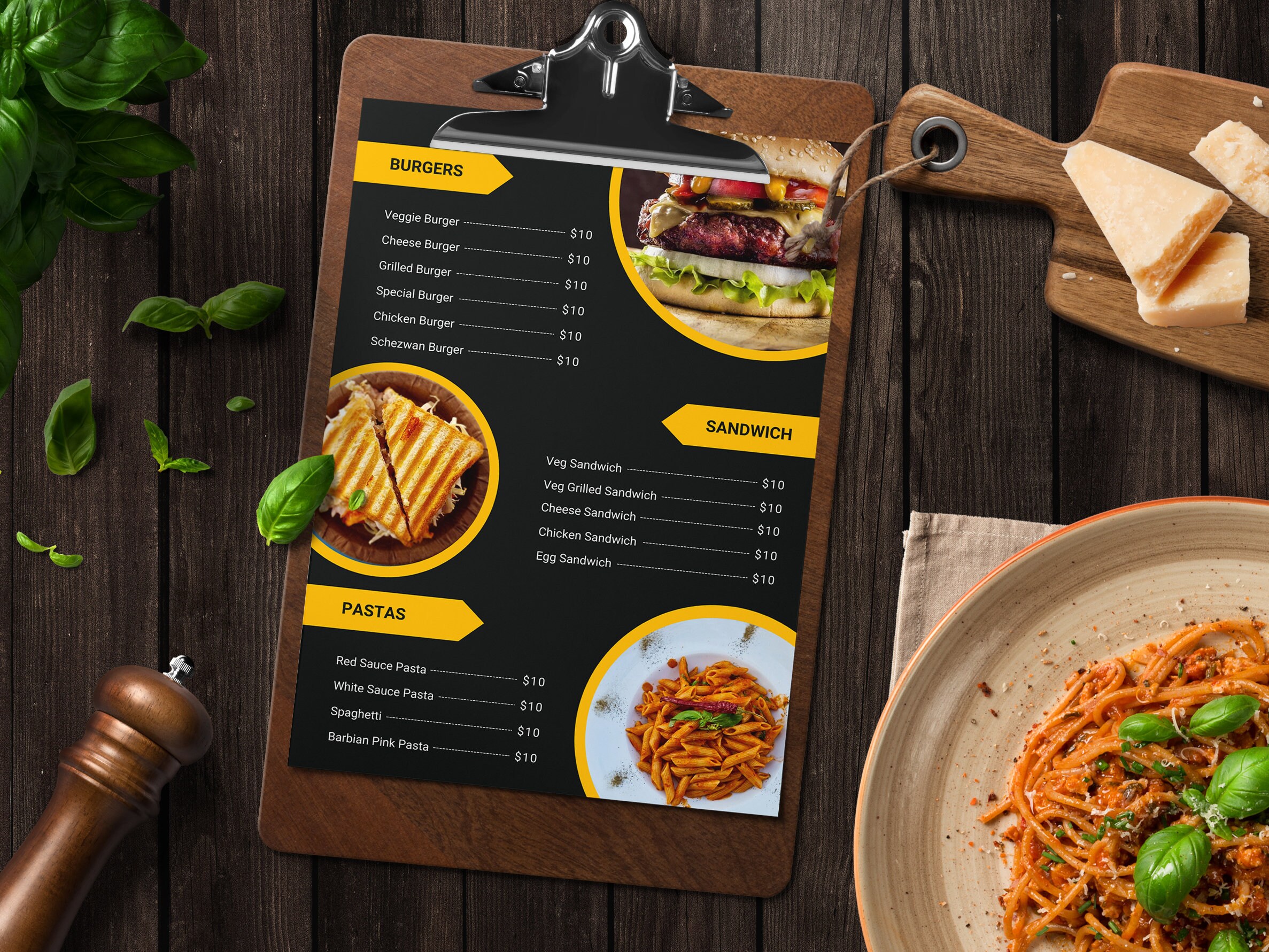 Restaurant Menu Template: Editable Food Menu Card (A4 & 8.5x11 Inch) - Etsy