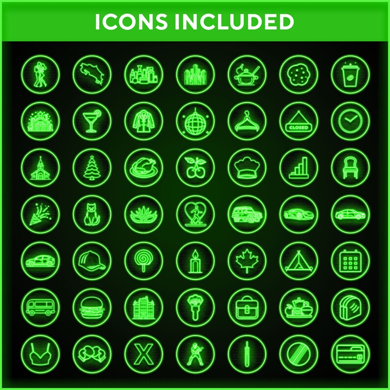 Neon Green Instagram Highlight Covers, Aesthetic Icons (400+ JPG) - Etsy