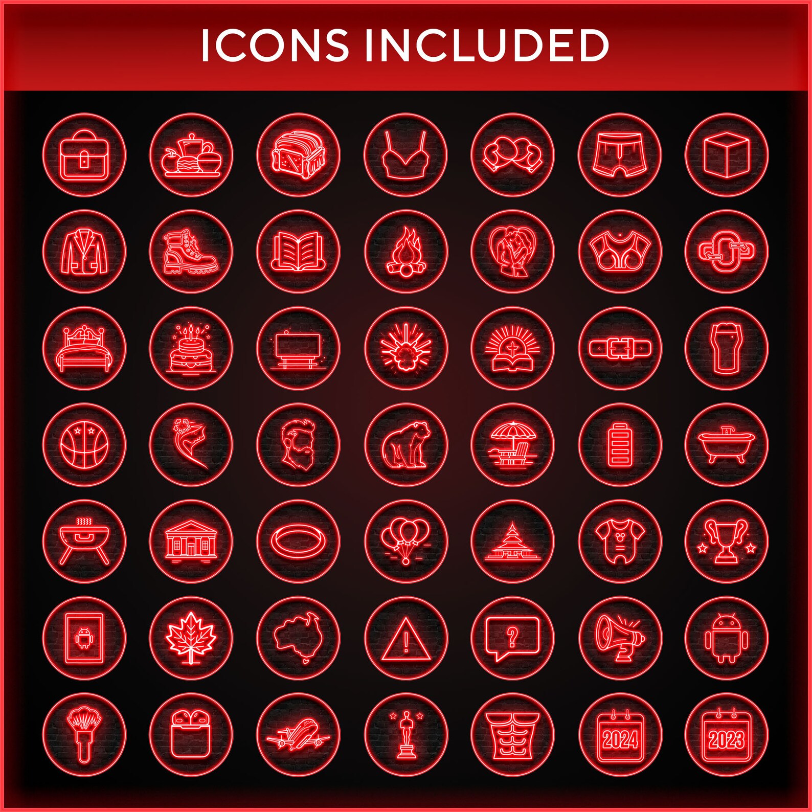 Red Neon Instagram Highlight Covers, Red Instagram Highlight Icons ...
