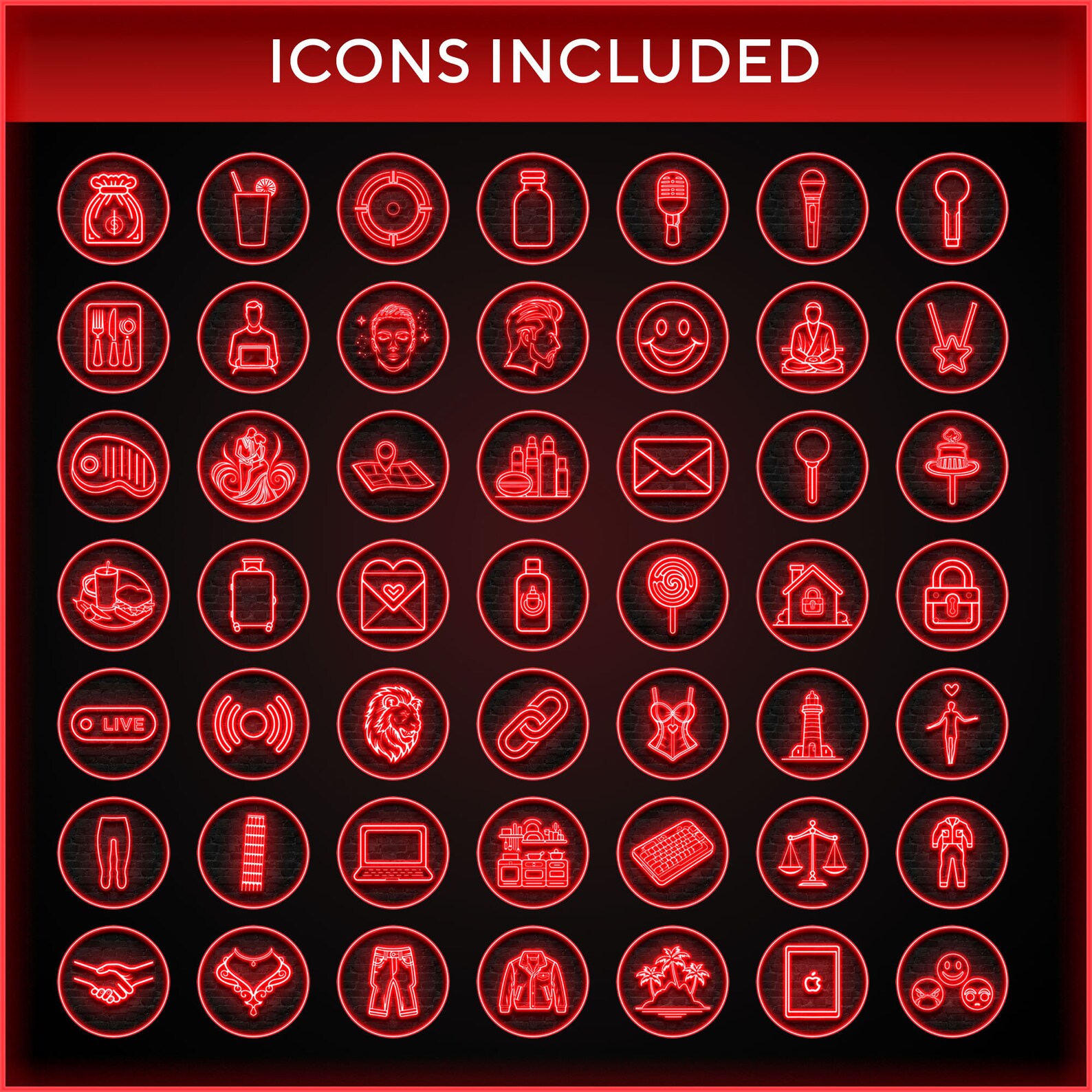 Red Neon Instagram Highlight Covers, Red Instagram Highlight Icons ...