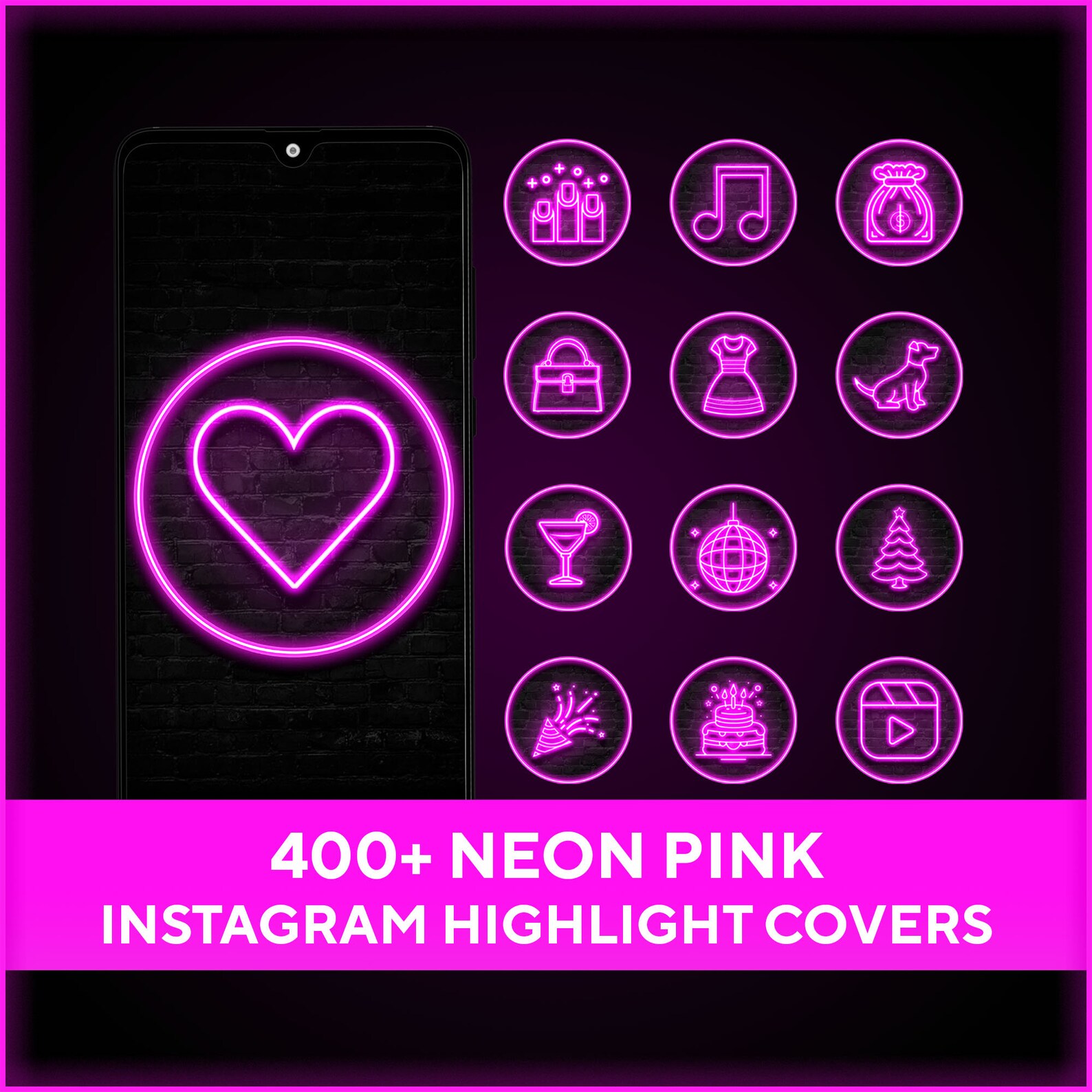Instagram Highlight Covers Pink Neon, Pink Instagram Highlight Covers ...