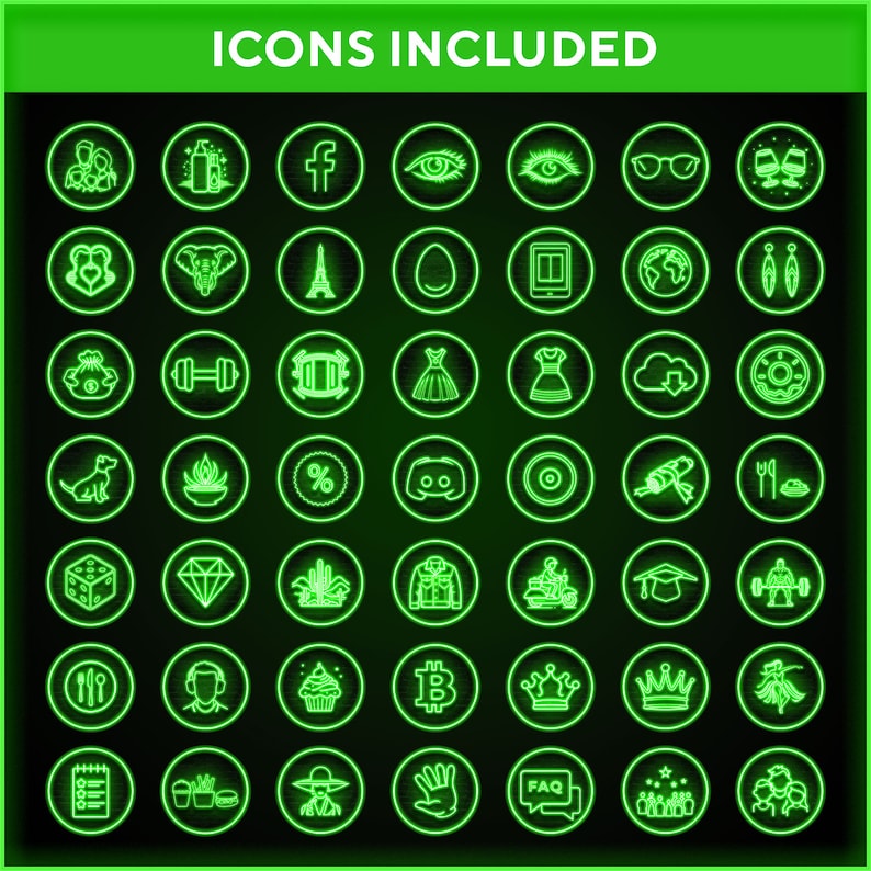 Green Instagram Highlight Covers, Neon Instagram Highlight Covers, Neon ...