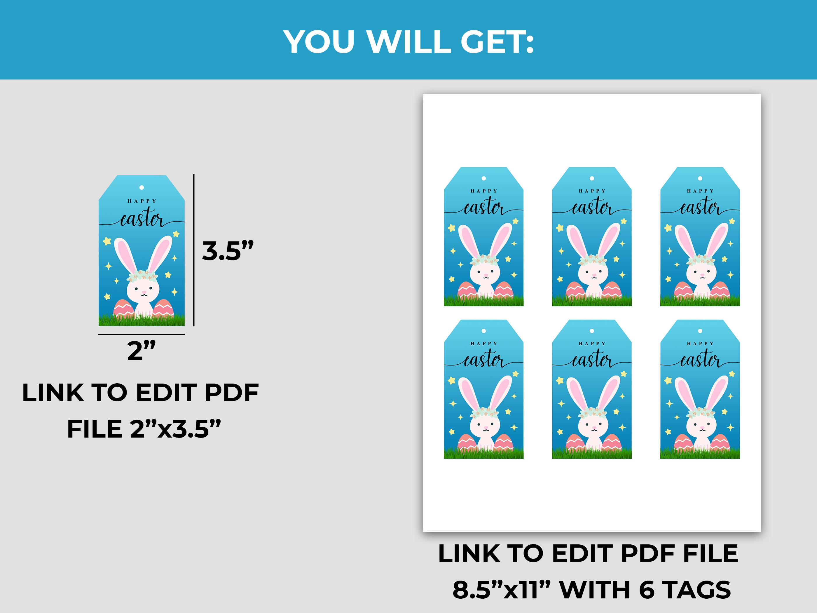 Editable Easter Gift Tags, Easter Basket Tags, Easter Bunny Tag, Easter ...