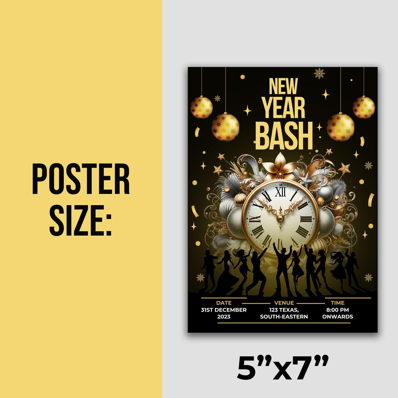 New Year Bash Party Poster Template, New Year Party Invitation Poster ...