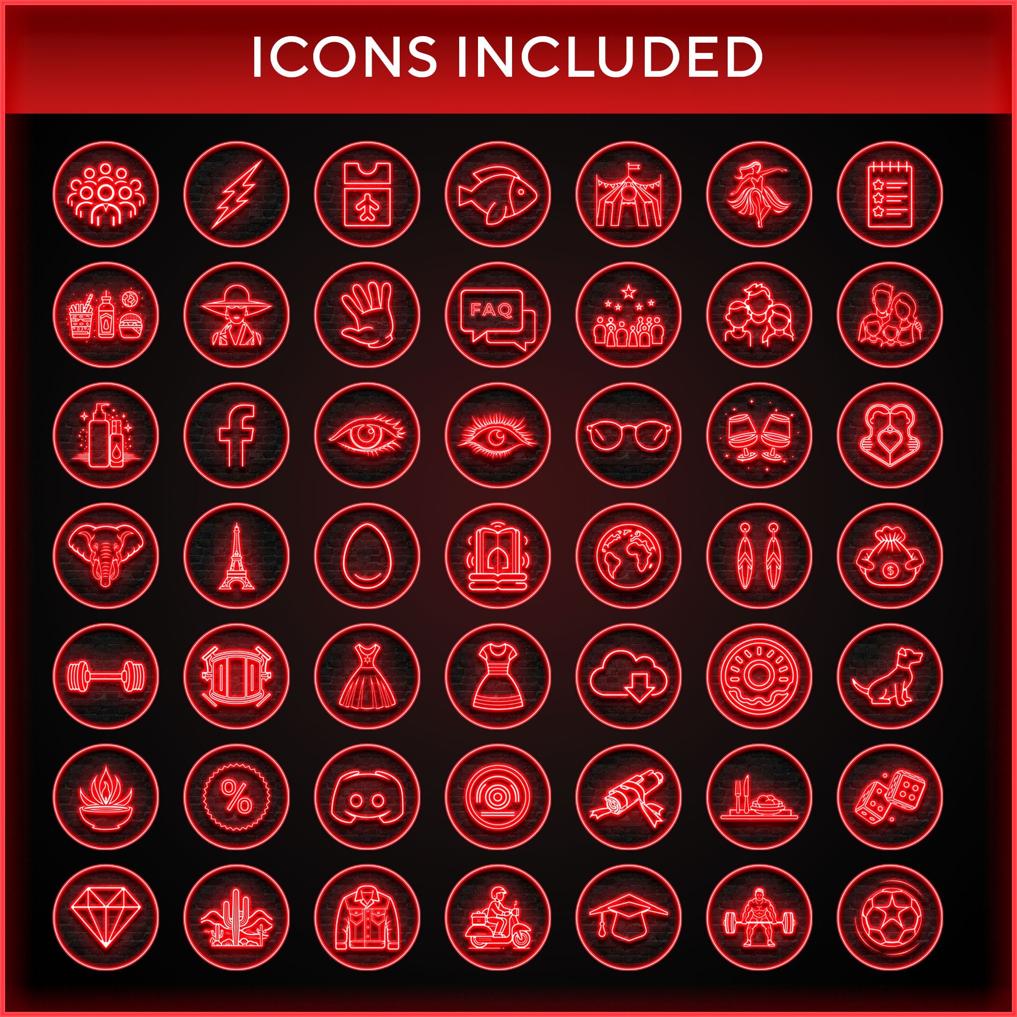 Red Neon Instagram Highlight Covers, Red Instagram Highlight Icons ...