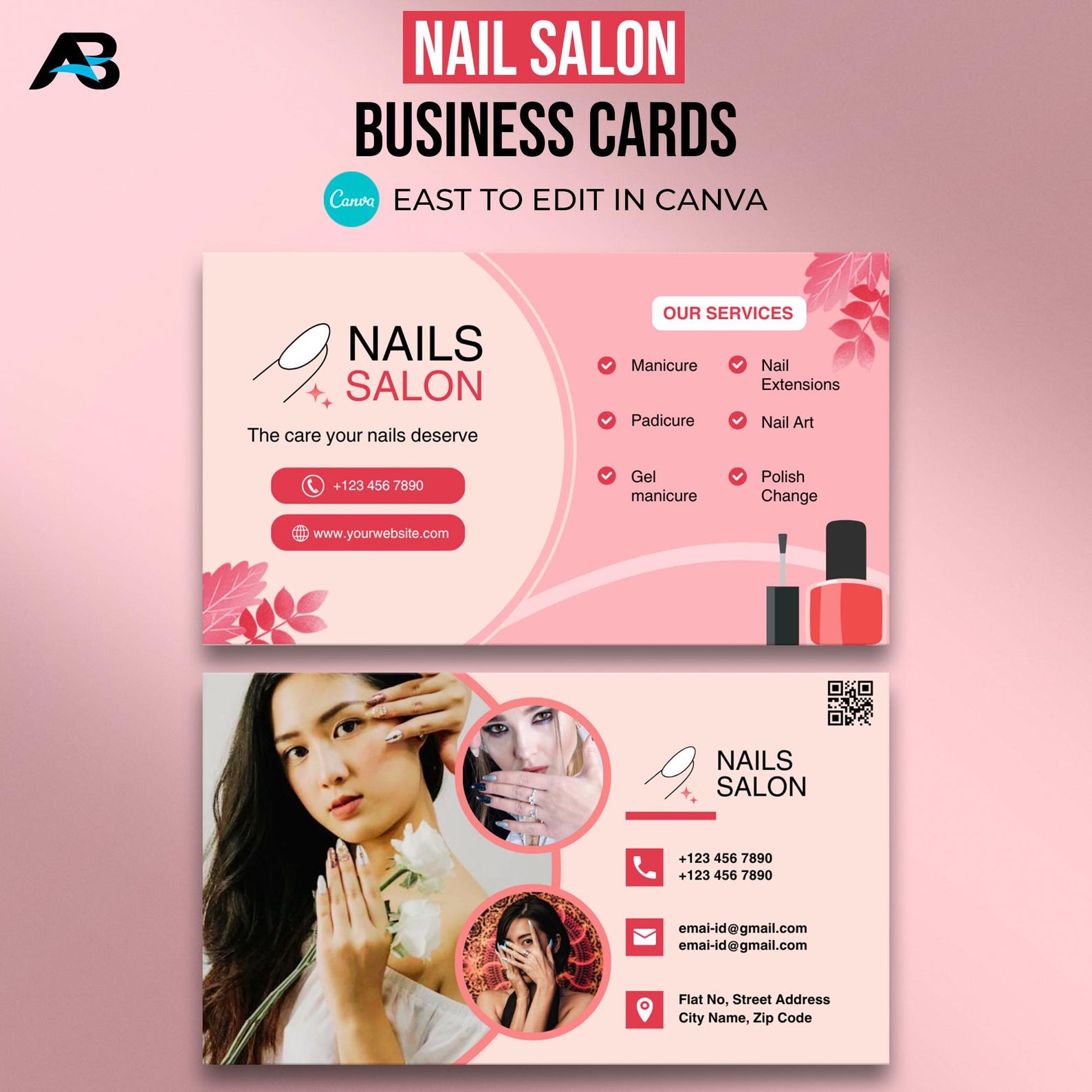 Nail Business Card Template for Nail Tech Artist and Beauty Salon ...