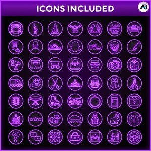 Purple Neon Instagram Highlight Covers Icons for Your Business Brand or ...