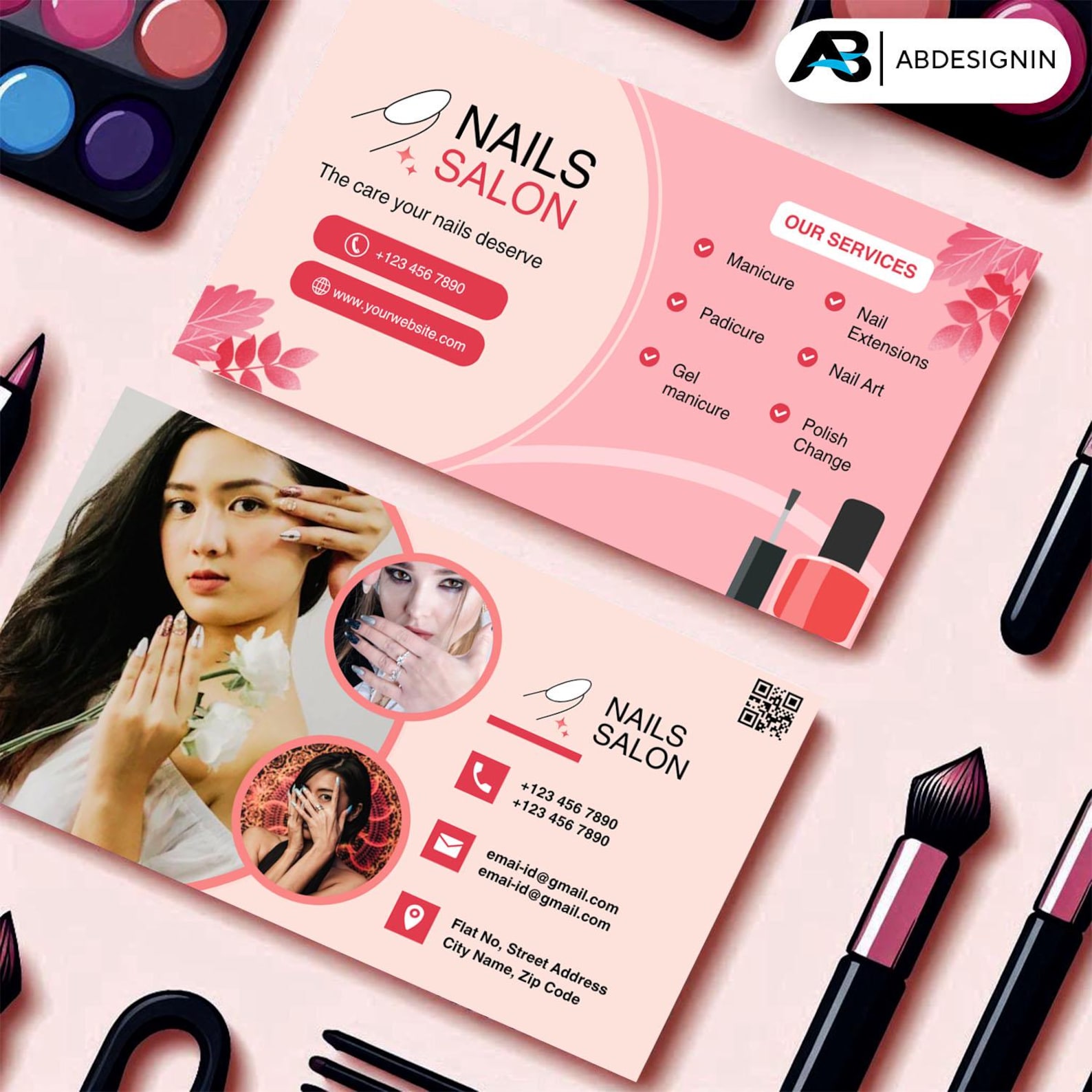 Nail Business Card Template for Nail Tech Artist and Beauty Salon ...