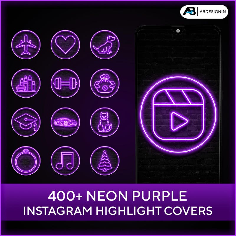 Neon Purple Icons - Etsy