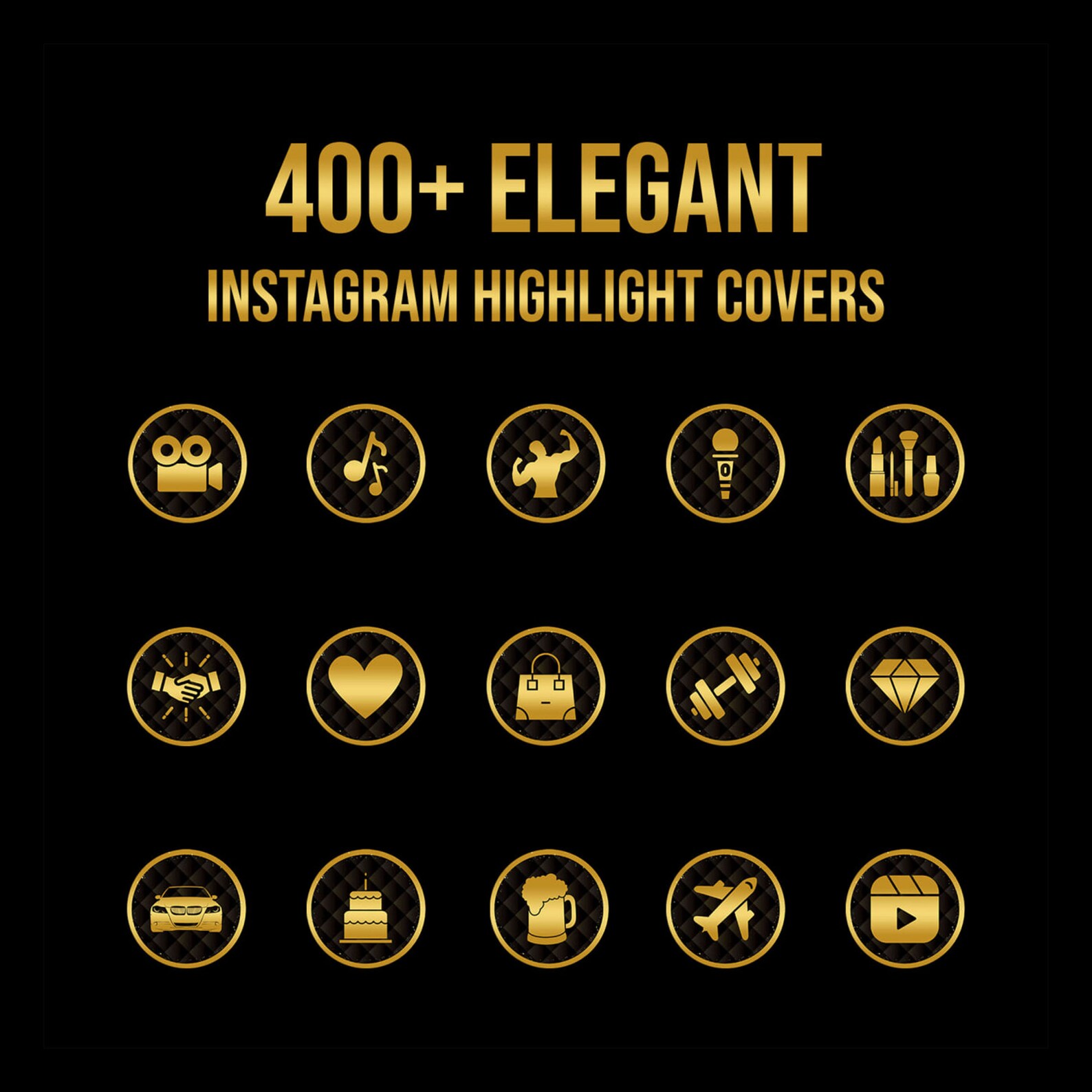 Gold and Black Instagram Highlight Covers for Your Business - Etsy