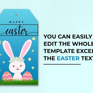 Editable Easter Gift Tags, Easter Basket Tags, Easter Bunny Tag, Easter ...