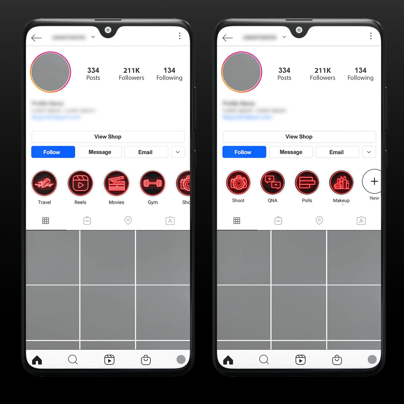 Red Neon Instagram Highlight Covers, Red Instagram Highlight Icons ...