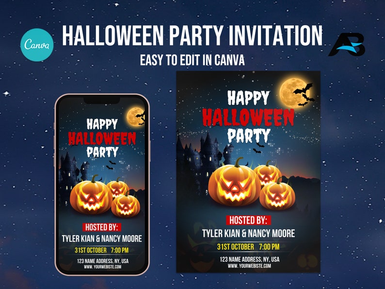 Editable Halloween Party Invitation Poster Printable - Etsy