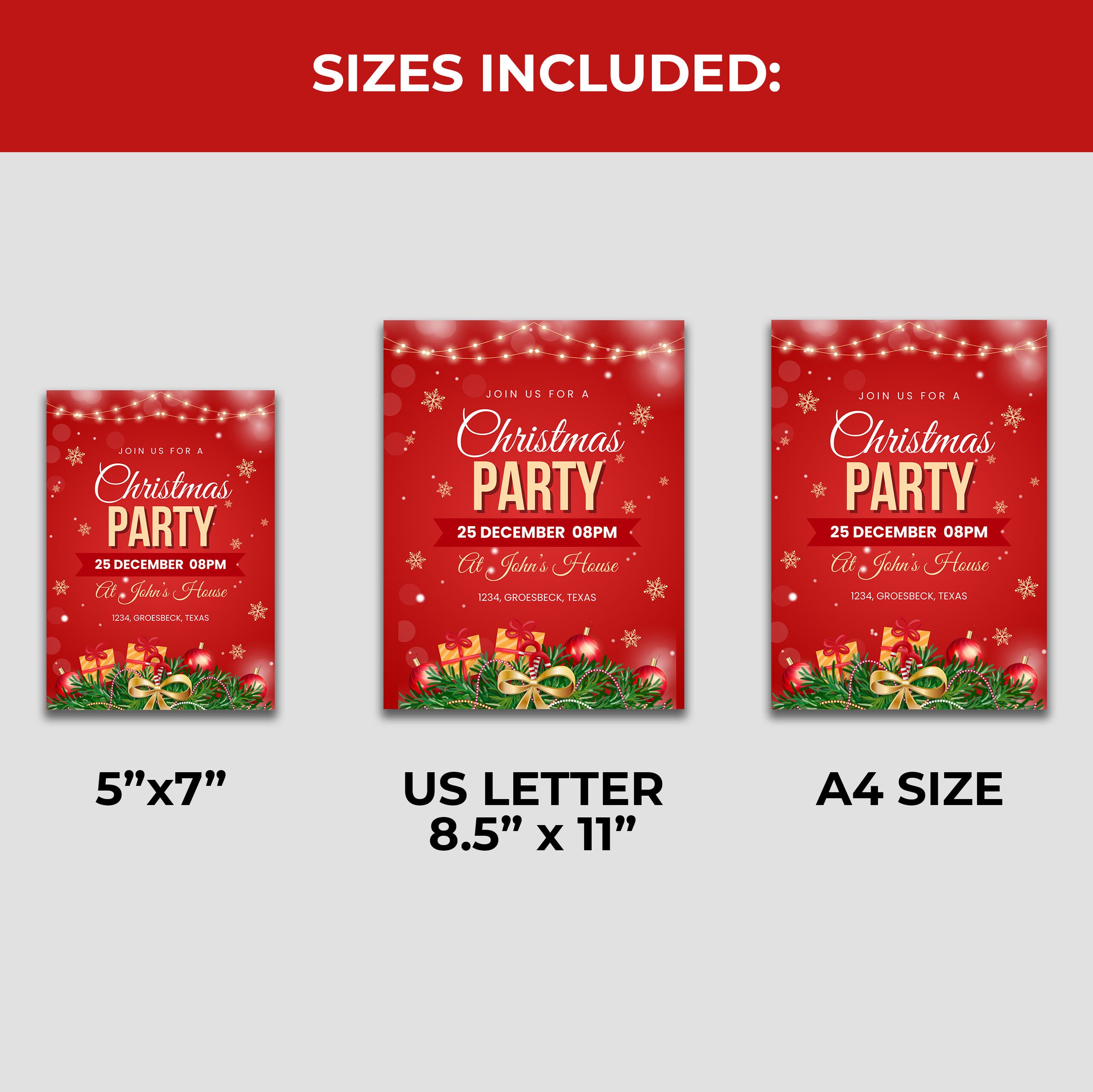 Editable Christmas Party Invitation Template: Canva Printable - Etsy