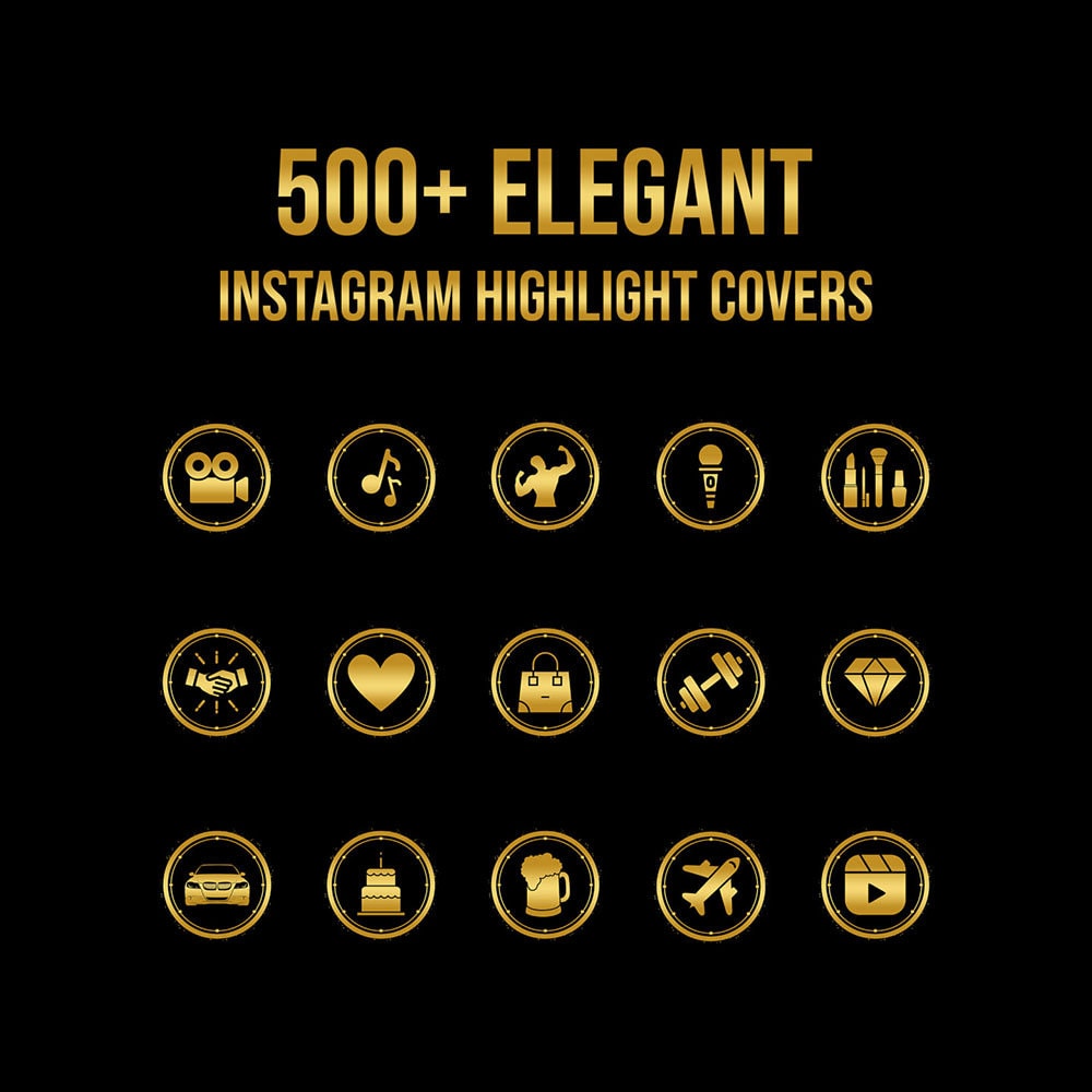 Gold and Black Instagram Highlight Covers for Your Business Brand or ...