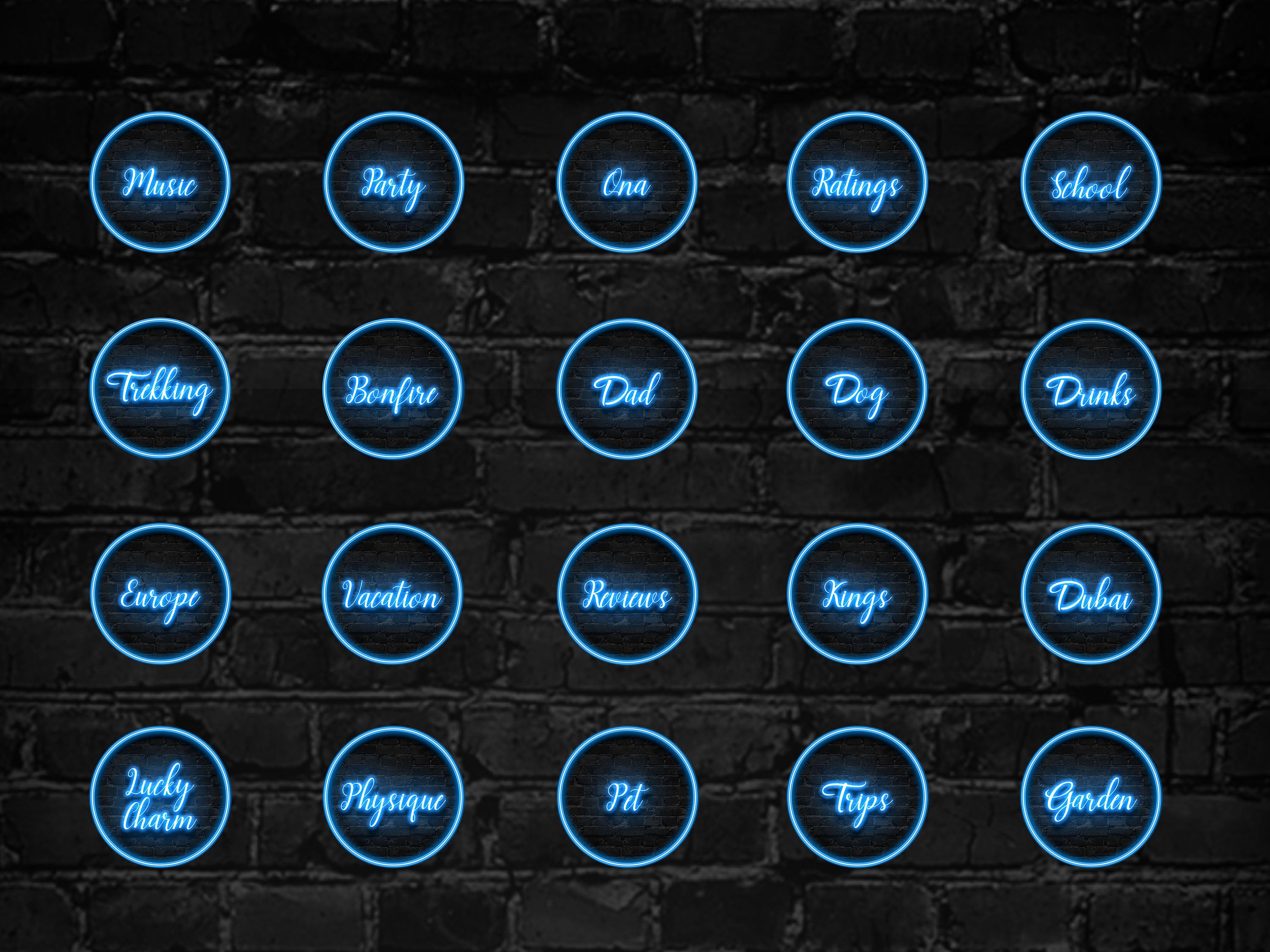 Neon Instagram Highlight Covers, Neon Blue Highlight Cover, Instagram ...