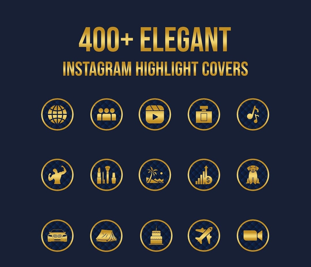 Gold and Blue Instagram Highlight Covers, Golden Instagram Highlights ...