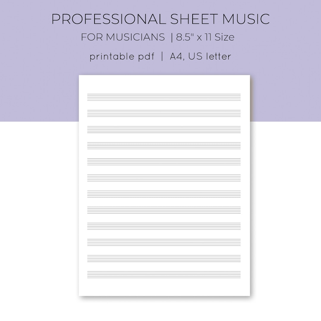Professional Sheet Music for Musicians | 8.5" X 11 (A4) Size | Blank ...