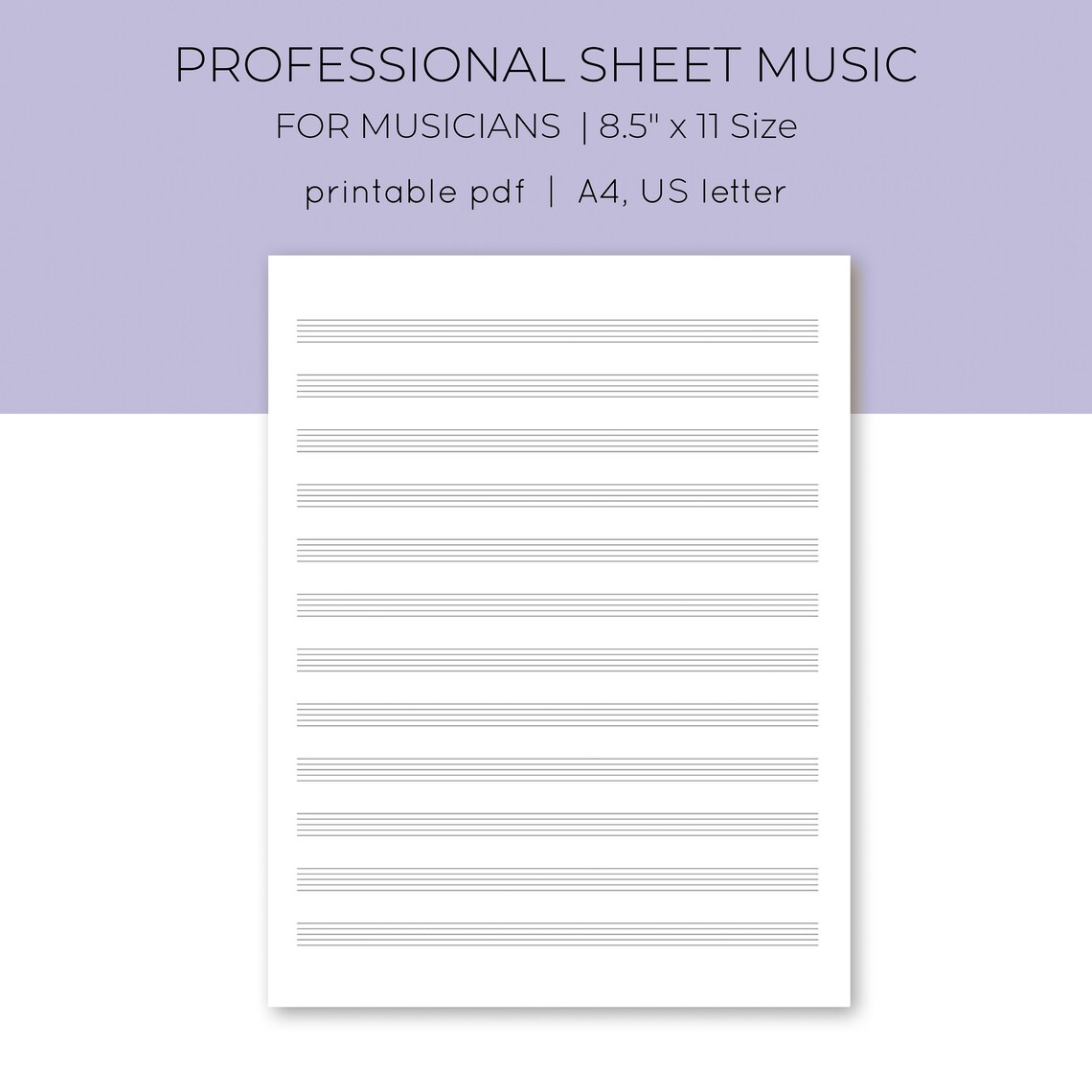 Professional Sheet Music for Musicians | 8.5" X 11 (A4) Size | Blank ...