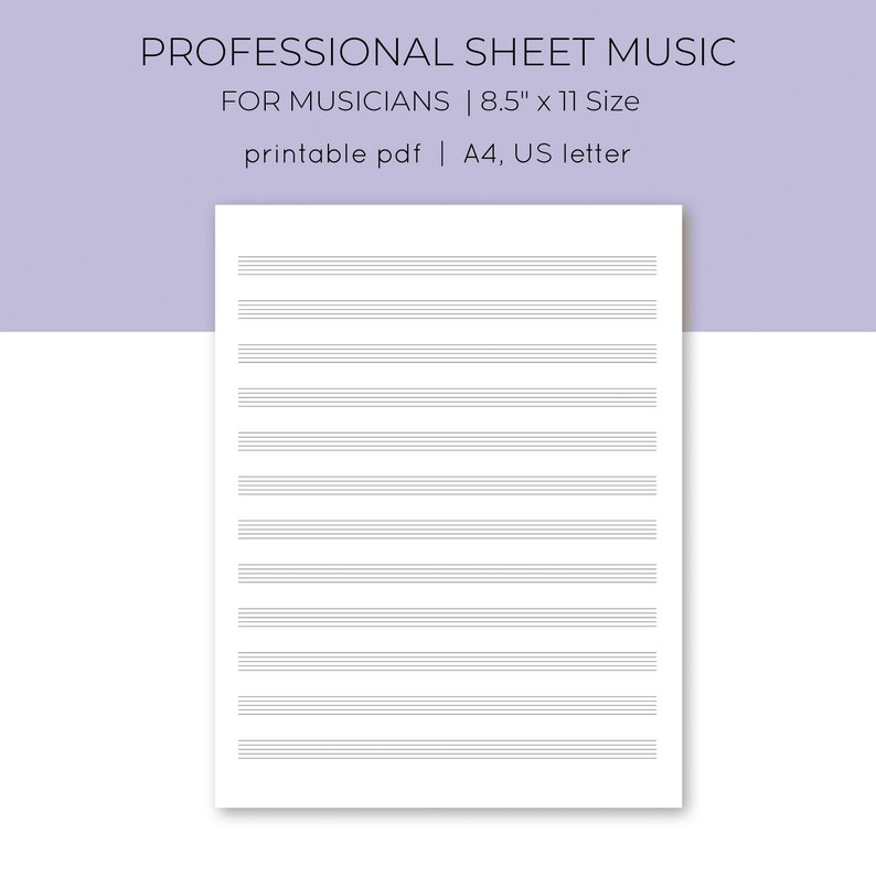 Professional Sheet Music for Musicians | 8.5" X 11 (A4) Size | Blank ...