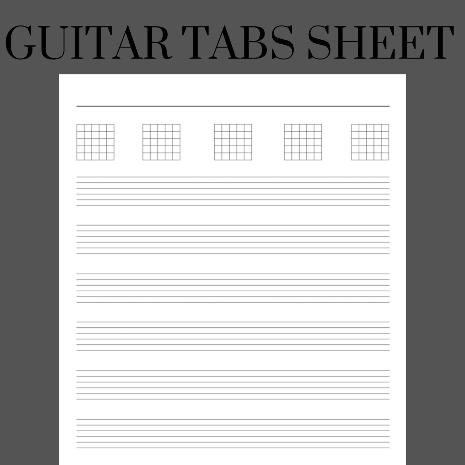 Printable Guitar TAB Music Sheets | Blank Tablature Paper | Digital ...