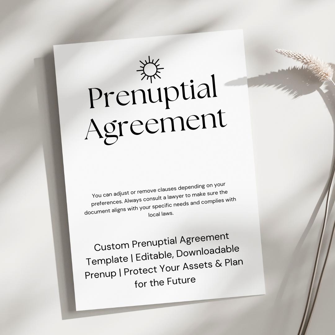Simple to Follow and Custom Prenuptial Agreement Template | Editable ...