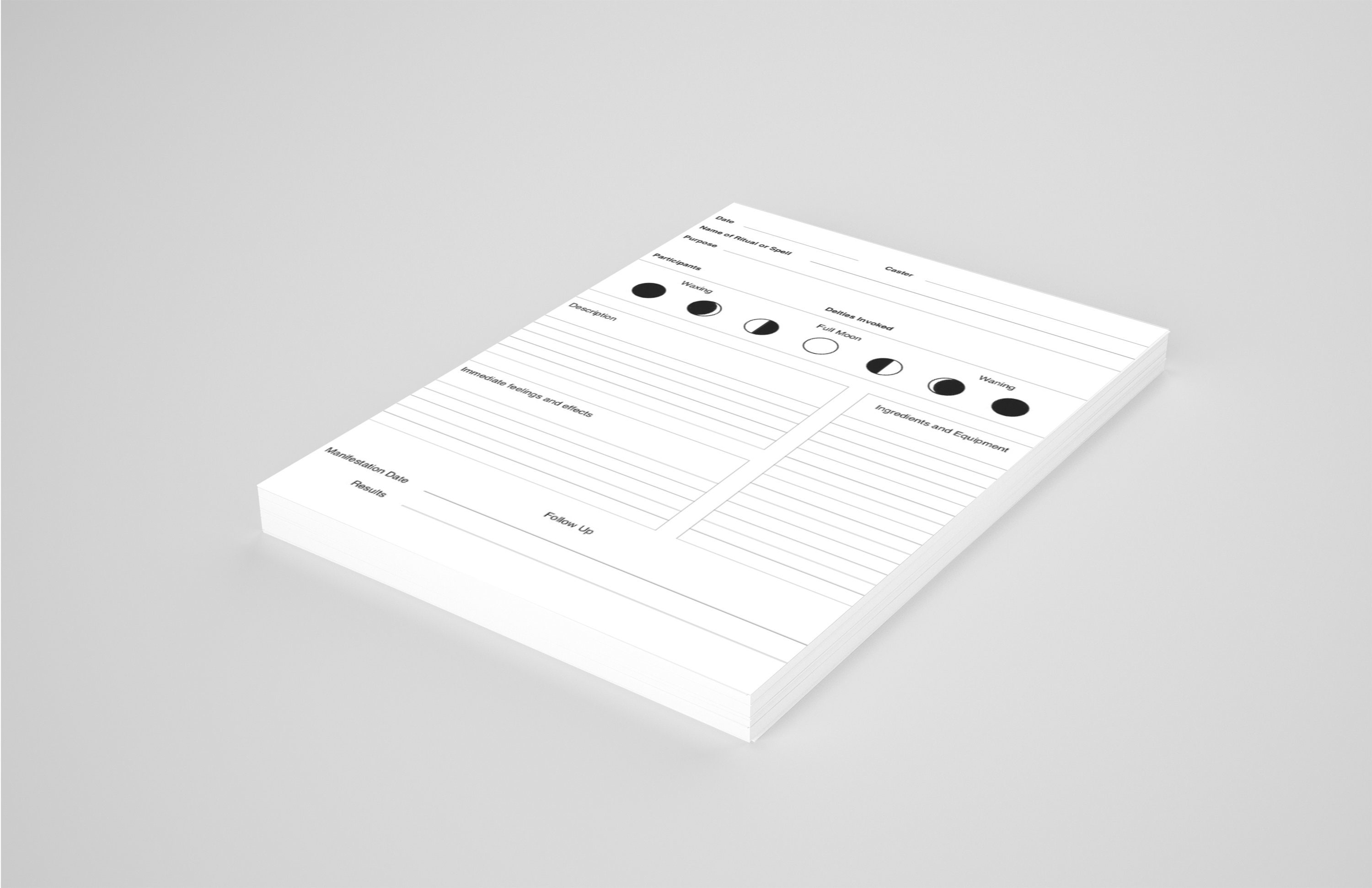 Printable Spell Journal Page | Grimoire Ritual Log | Moon Phase Tracker ...