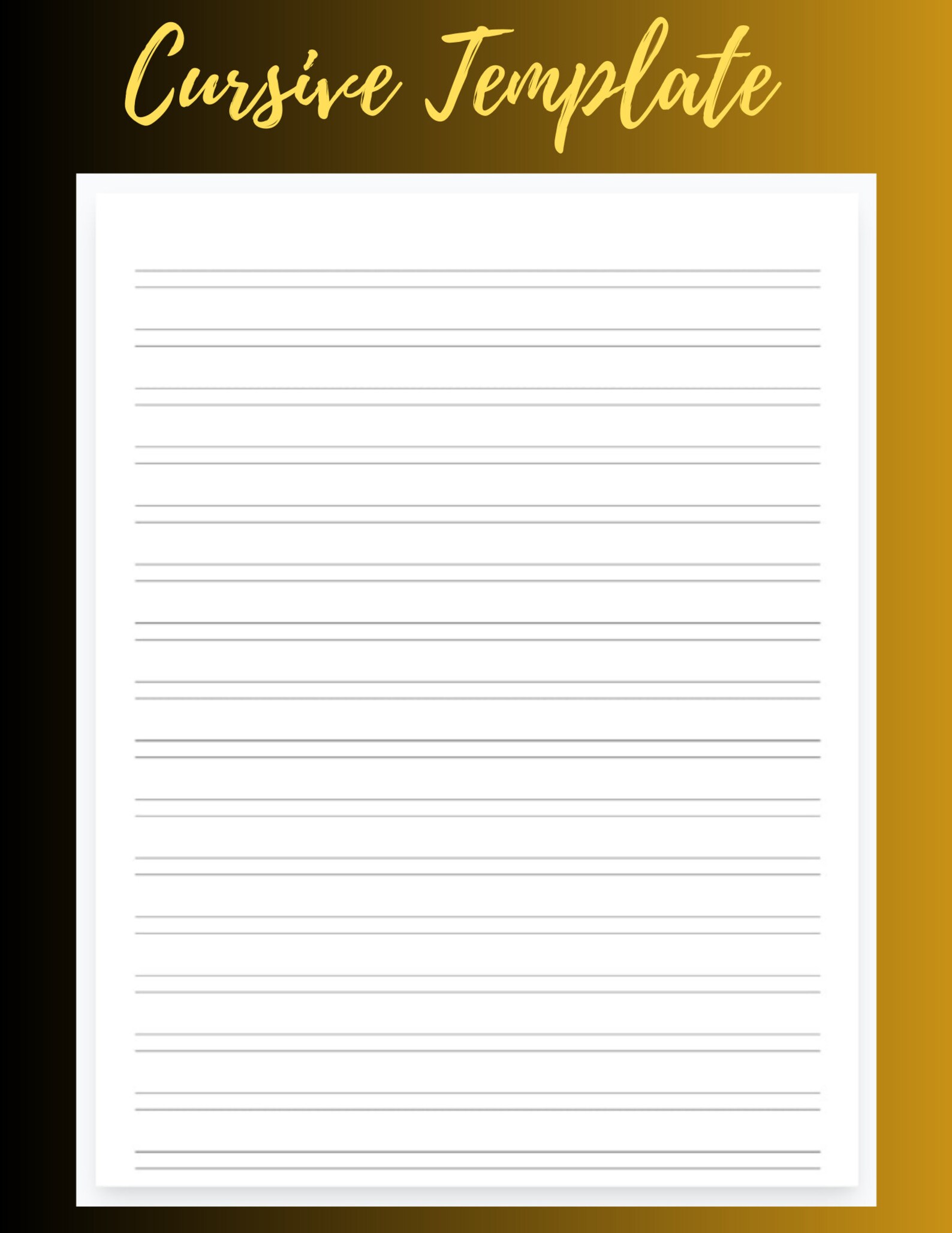 Digital Handwriting Practice Sheet - Printable Cursive Writing Template ...