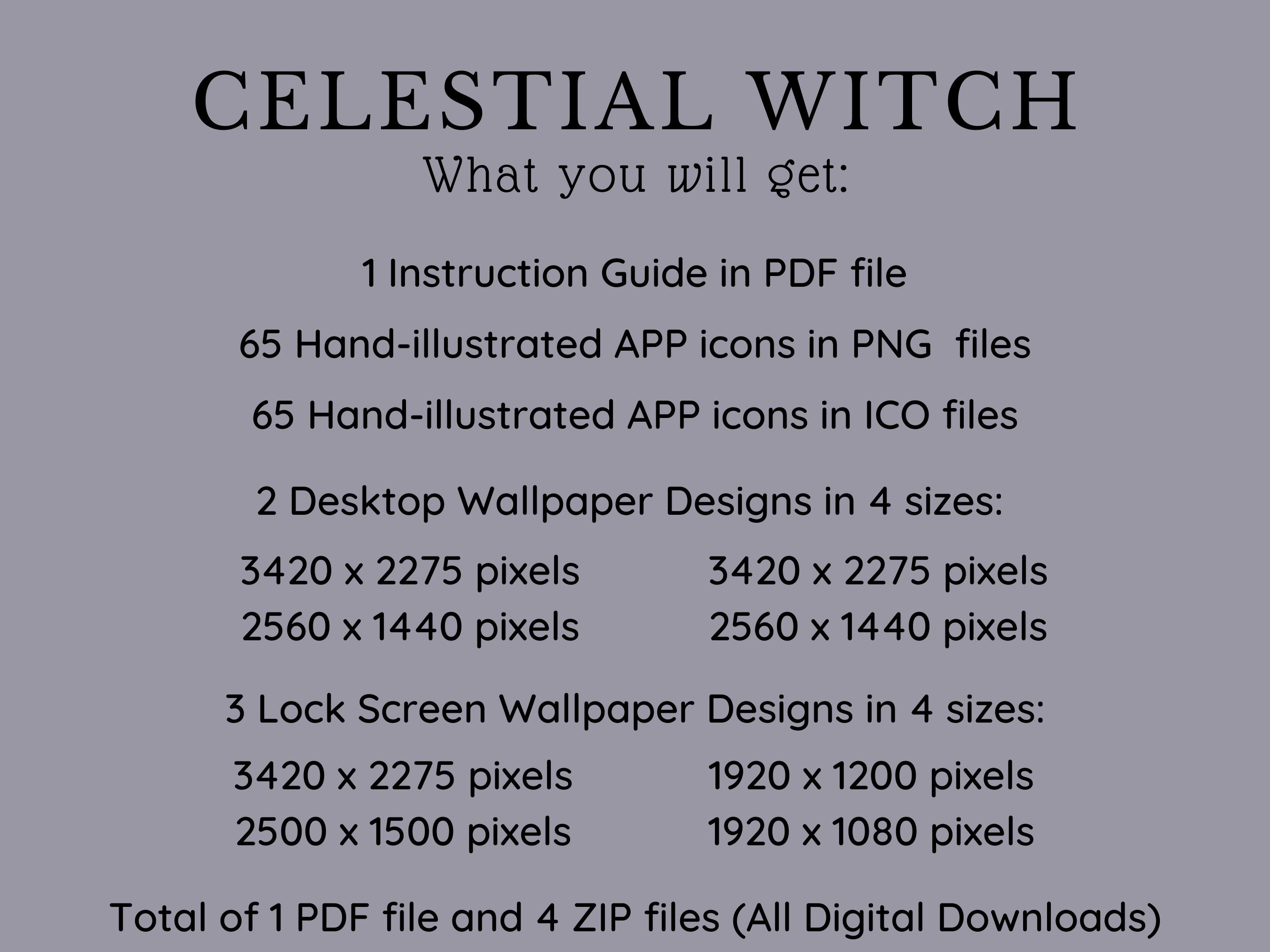 Celestial Witch Desktop Icons Witchy Icons Magic Witch Icon Set Witch ...