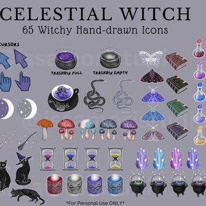 Celestial Witch Desktop Icons Witchy Icons Magic Witch Icon Set Witch ...