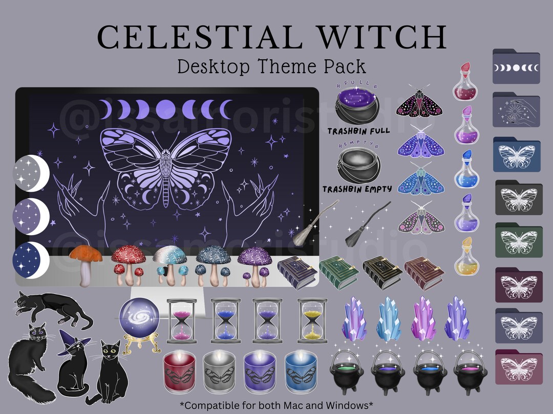 Celestial Witch Desktop Icons Witchy Icons Magic Witch Icon Set Witch ...
