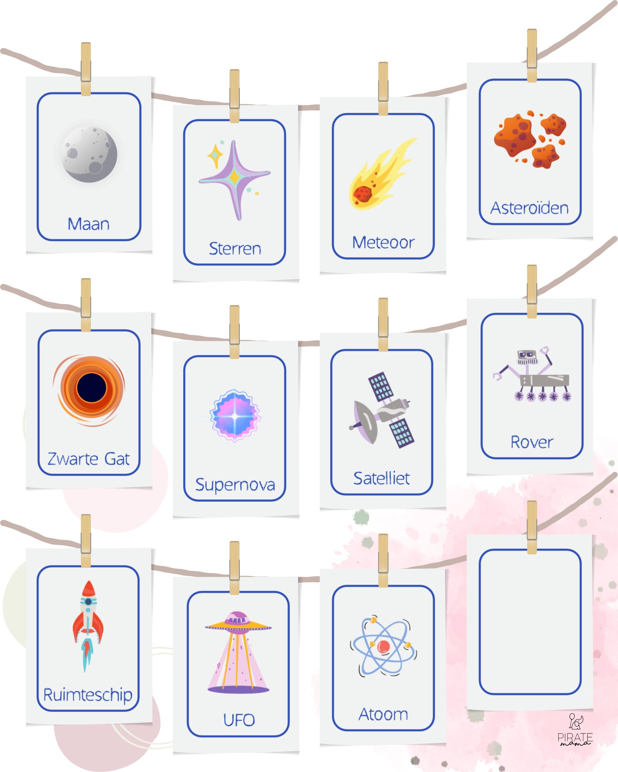 Space Flashcards - Dutch | Printable Flashcards | Montessori Activities ...