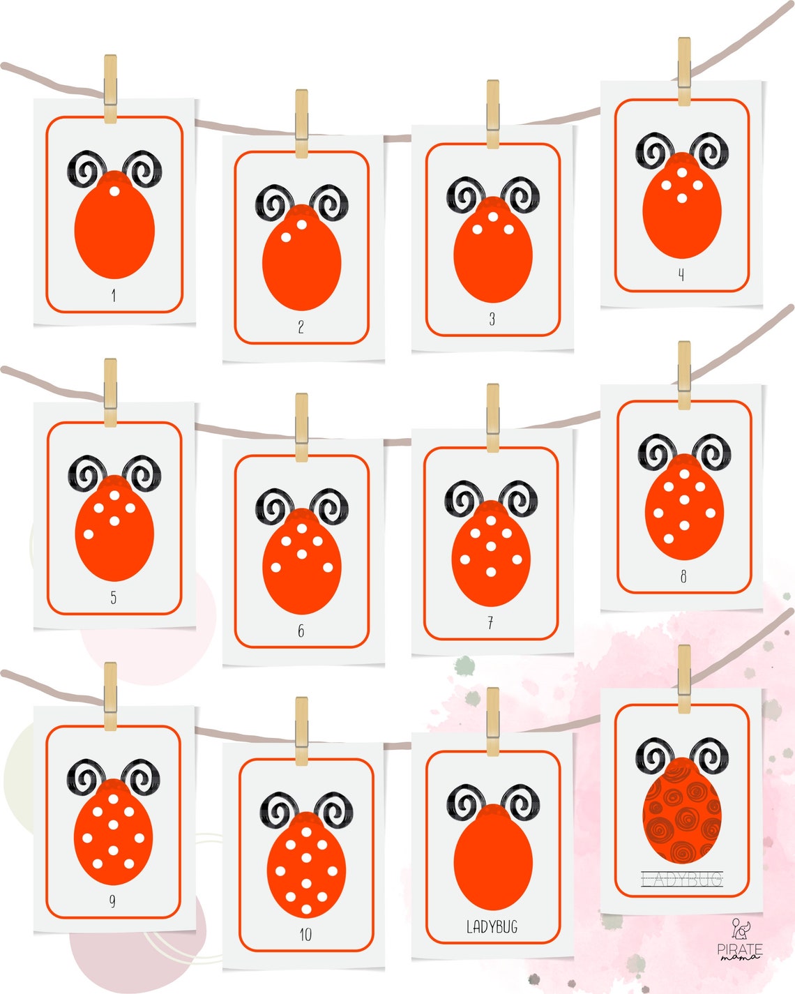 Ladybug Counting Flashcards Printable Counting Flashcards Montessori ...