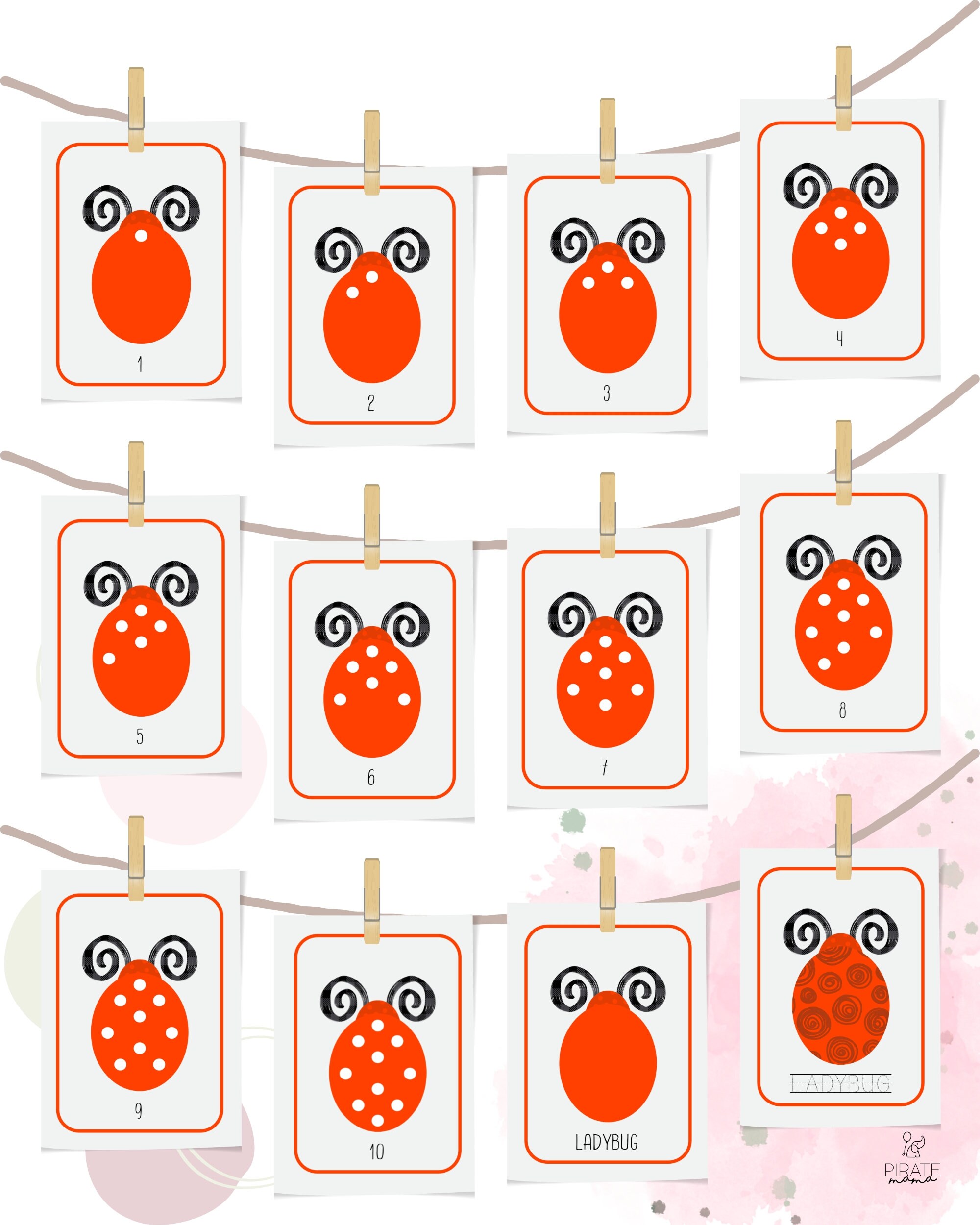 Ladybug Counting Flashcards Printable Counting Flashcards Montessori ...