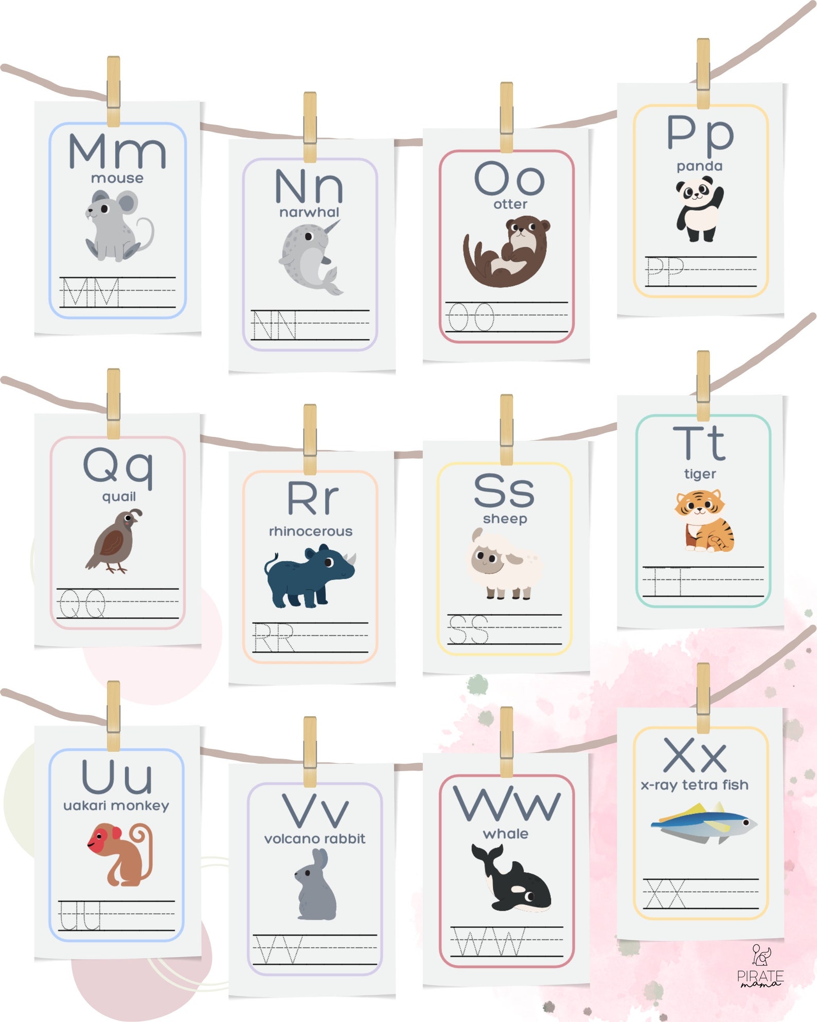 Alphabet Flashcards English Printable Animal Flashcards - Etsy