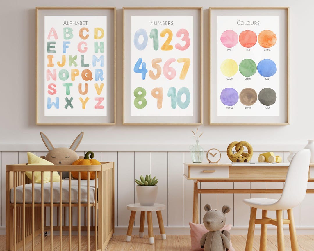 Watercolor Learning Posters: Alphabet, Numbers, Feelings (digital ...
