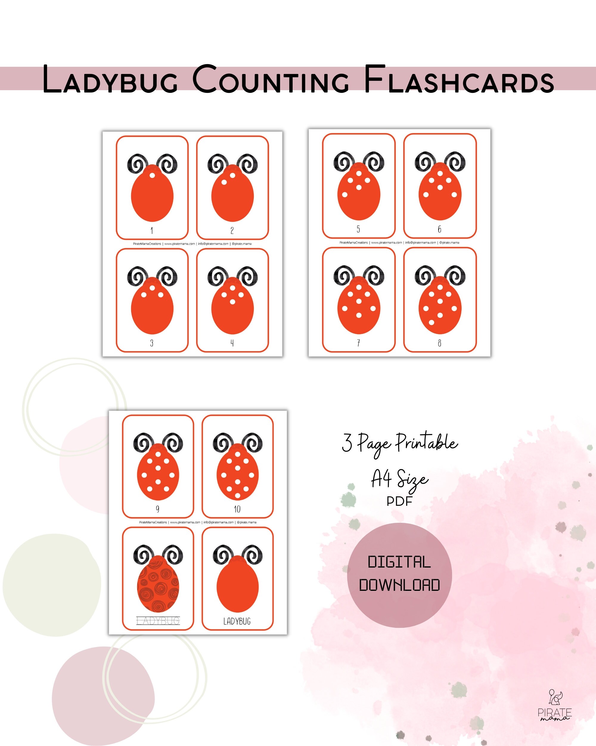 Ladybug Counting Flashcards | Printable Counting Flashcards ...