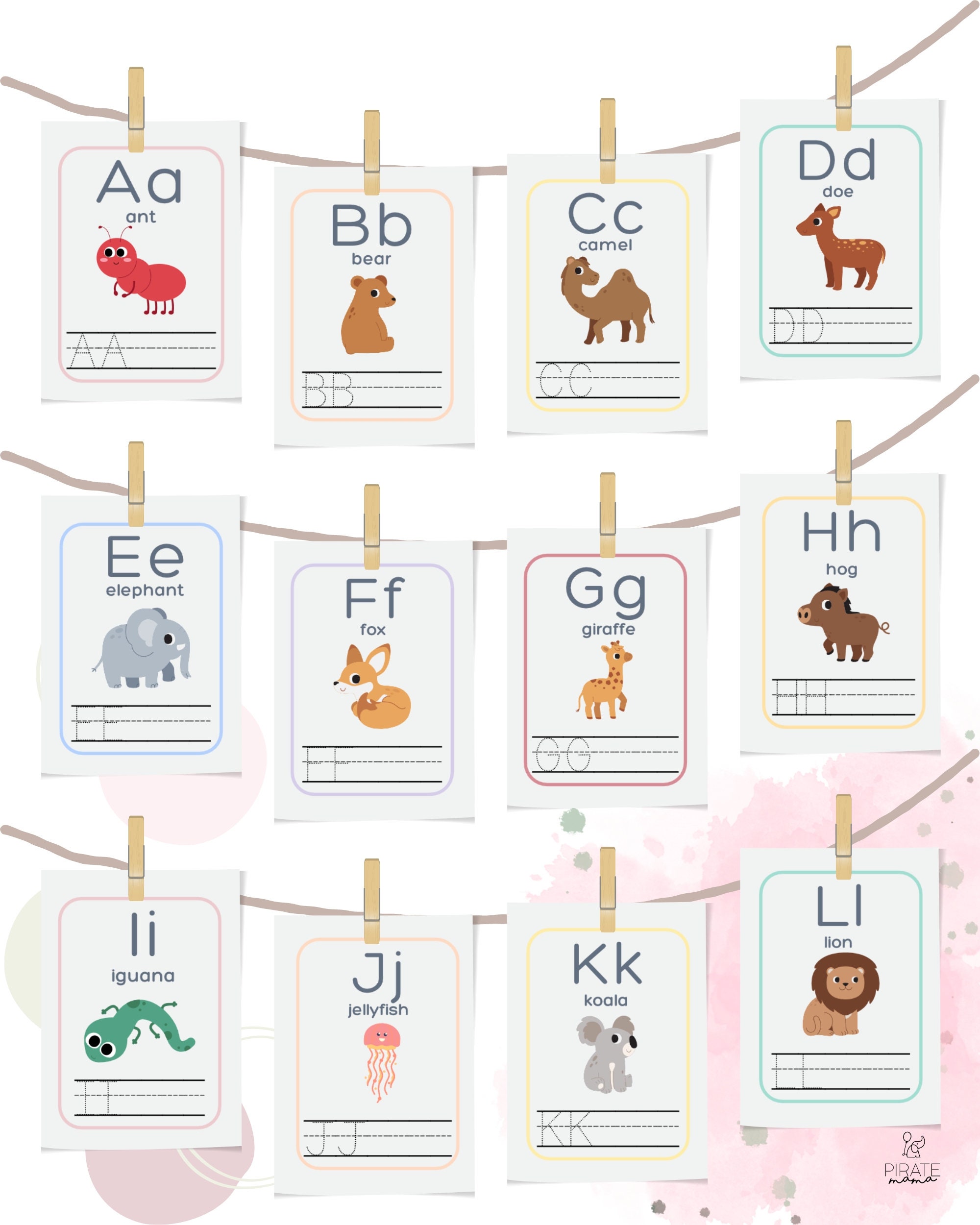 Alphabet Flashcards English Printable Animal Flashcards - Etsy