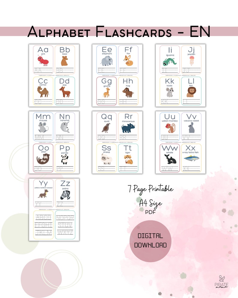 Alphabet Flashcards - English | Printable Animal Flashcards ...
