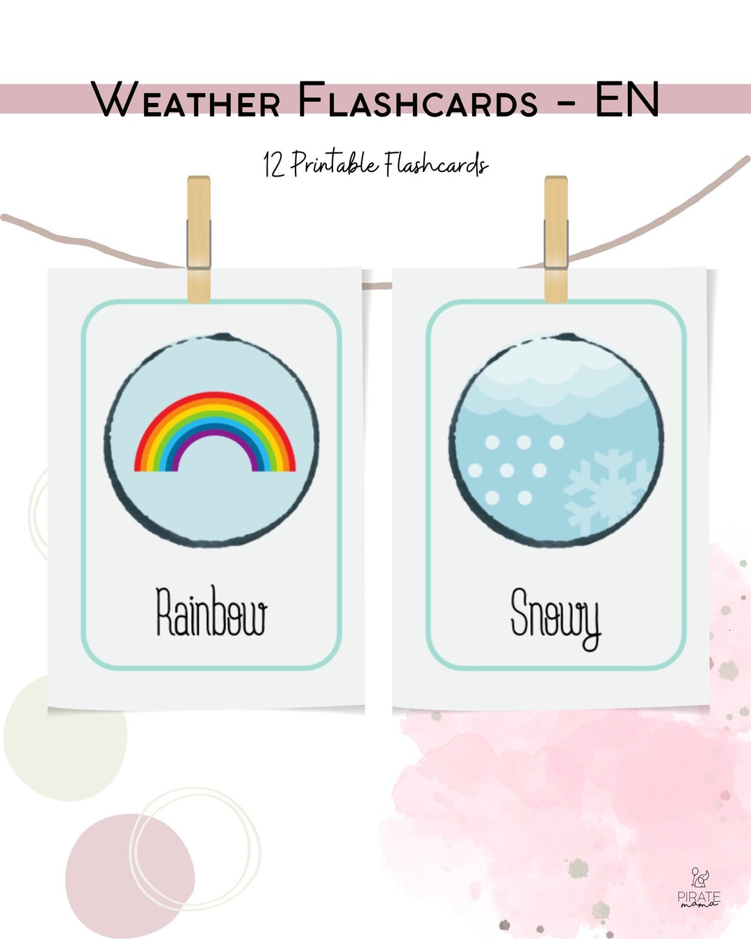 Weather Flashcards English Printable Flashcards - Etsy Australia