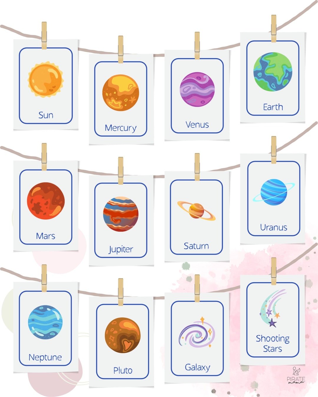 Space Flashcards: Montessori Learning Materials (PDF) - Etsy
