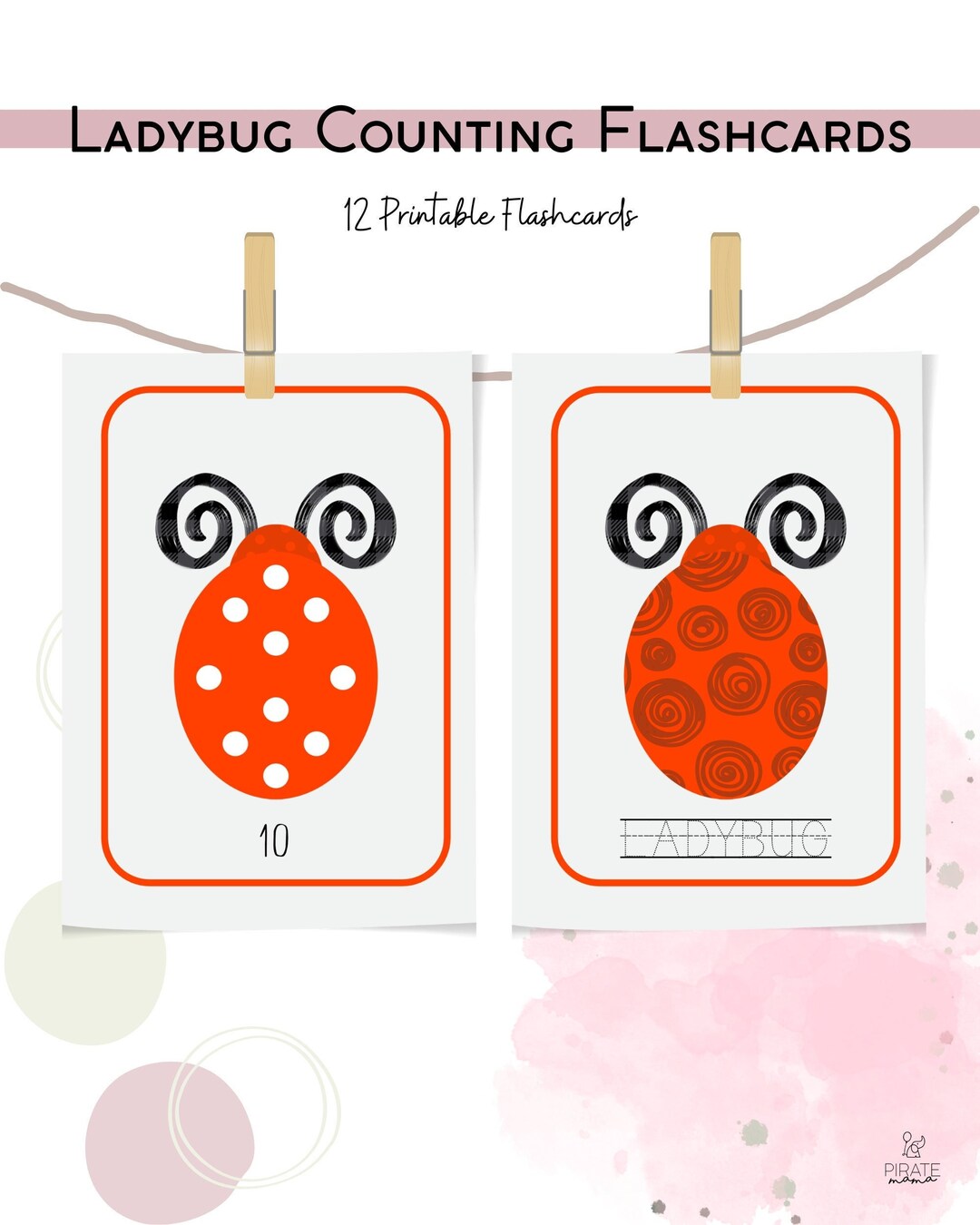 Ladybug Counting Flashcards Printable Counting Flashcards Montessori ...